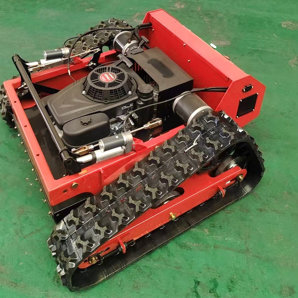 RC Gas Tracked Remote Control Robotic Lawn Mower with Snow Plow Slope ...