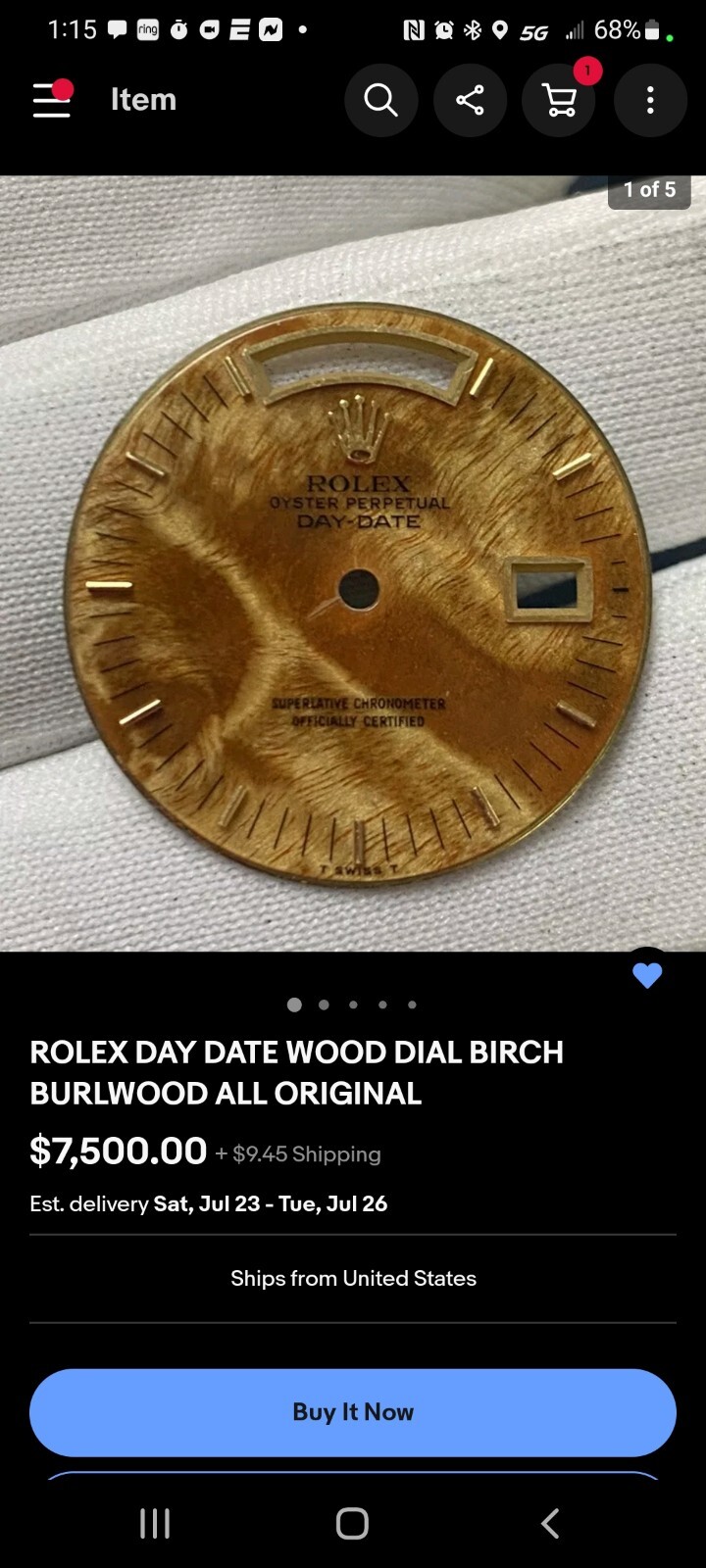 ROLEX PRESIDENT 18078 BIRCH BURLWOOD DIAL VINTAGE FACTORY ORIGINAL ...