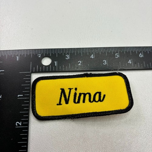 USED Retro BLACK YELLOW NINA (? NIMA ?) Name Patch (Uniform Mechanic ...