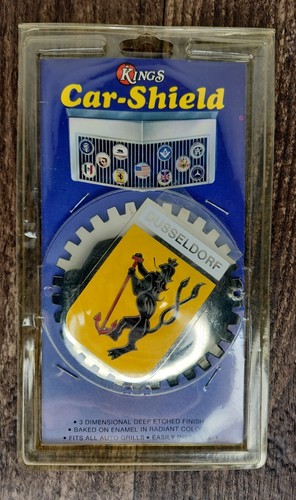 Vintage Kings Car-Shield Dusseldorf Enamel Auto Grill Hot Rod Brass 3D ...
