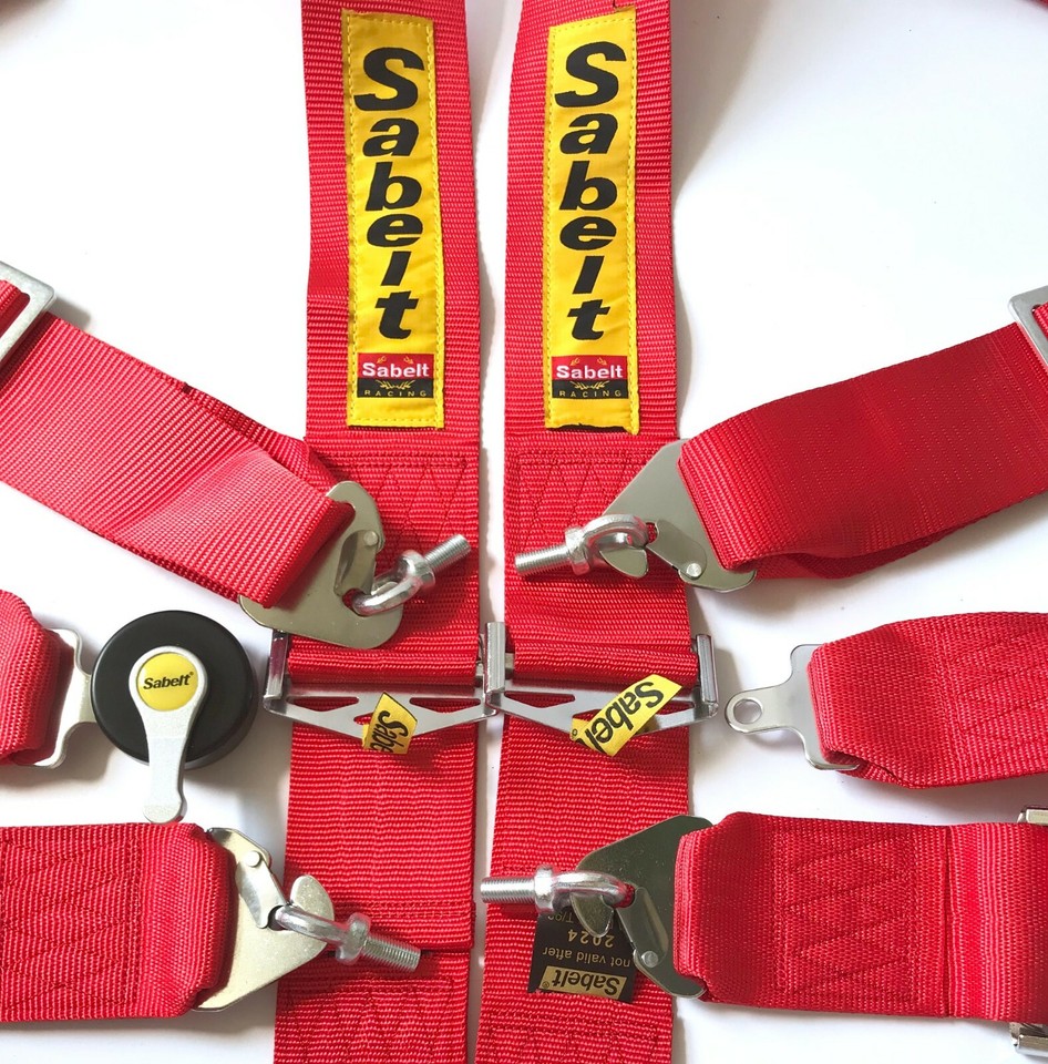 Universal Red Sabelt 4 Point Camlock Quick Release Racing Seat Belt ...