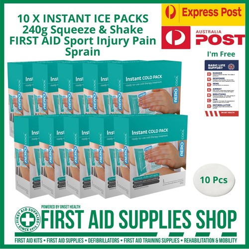 10 X INSTANT ICE PACKS 240g Squeeze & Shake FIRST AID Sport Injury Pain ...