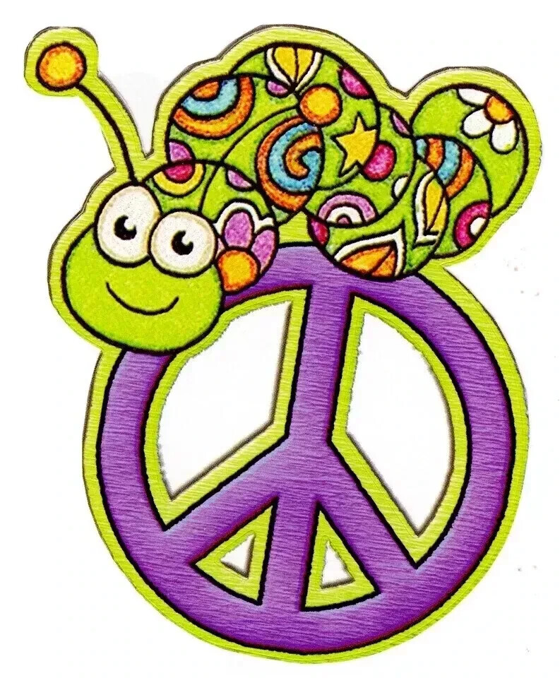 peace sign worm wall sticker peel & stick 4 inch new | eBay