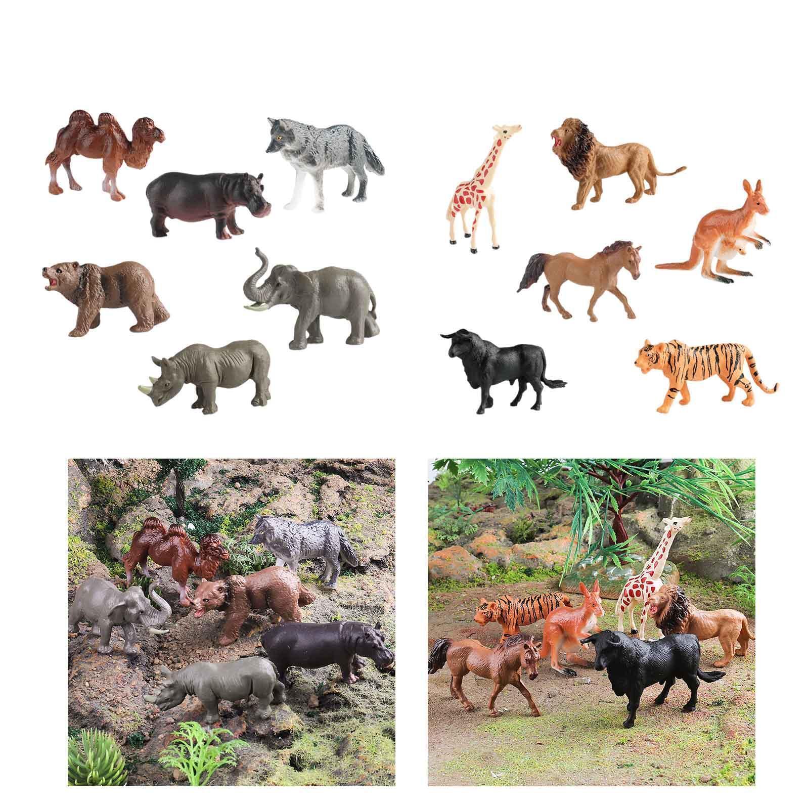 6 Pieces Animals Figurine Educational Toys Simulation Wildlife Animal ...
