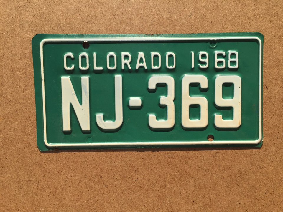 1968 Colorado Motorcycle License Plate NJ-369 (NOS) | eBay