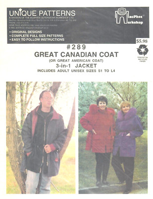 Great Canadian Coat/Jacket Adult MacPhee Workshop Sewing Pattern XS-4XL VTG 1992 | eBay