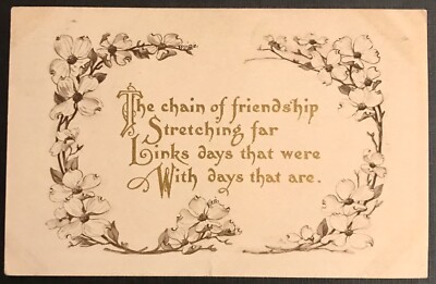 Antique Postcard “The Chain Of Friendship…” Poem & Floral Framing | eBay