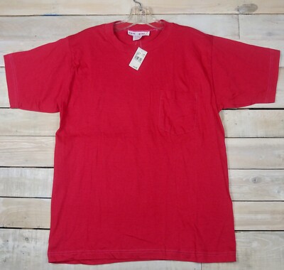 New Vintage 80s ENERGIE Bi Currants Oversized Blank Red Pocket T-Shirt ...