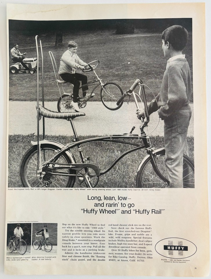 1968 Huffy Rail Bicycle Dragster Advertisement Caprice Vintage Bikes ...