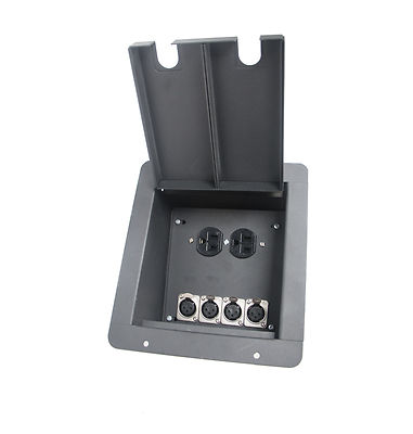Recessed Pocket Stage Floor Box w/4 XLR Mic Connectors & 2 AC Outlets ...
