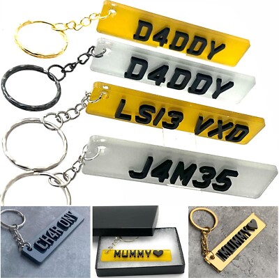 Personalised Gift Custom Name 4D Car Number Plate Keyring Custom Name ...
