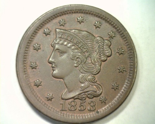 1853 LARGE CENT PENNY CHOICE UNCIRCULATED CH. UNC. NICE ORIGINAL COIN ...