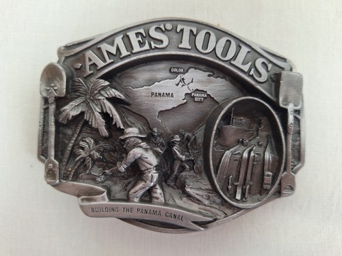 VTG 1988 Ames Tools Pewter Belt Buckle Panama Canal Limited Edition ...