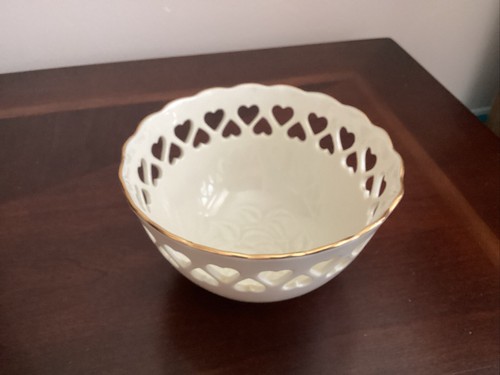 Vintage Lenox Cut Out Heart Bowl with Gold Rim, 3.25" Tall Vintage Made ...