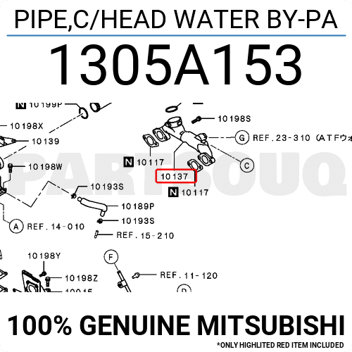 1305A153 Genuine Mitsubishi PIPE,C/HEAD WATER BY-PA | eBay