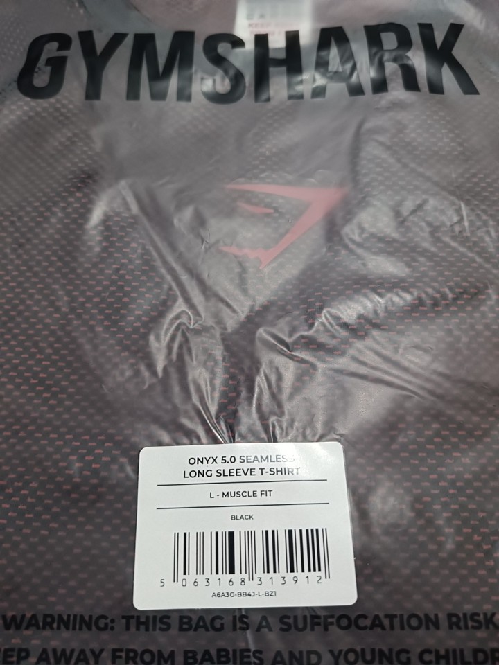 Gymshark Onyx v5 5.0 Seamless Long Sleeve Black/Carmine Red - LARGE | eBay