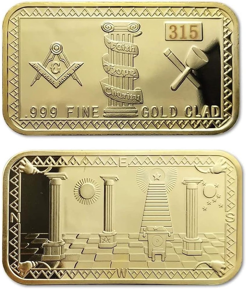 Unique Gold Clad Masonic Symbol Coin - Perfect Gift for Freemasons ...
