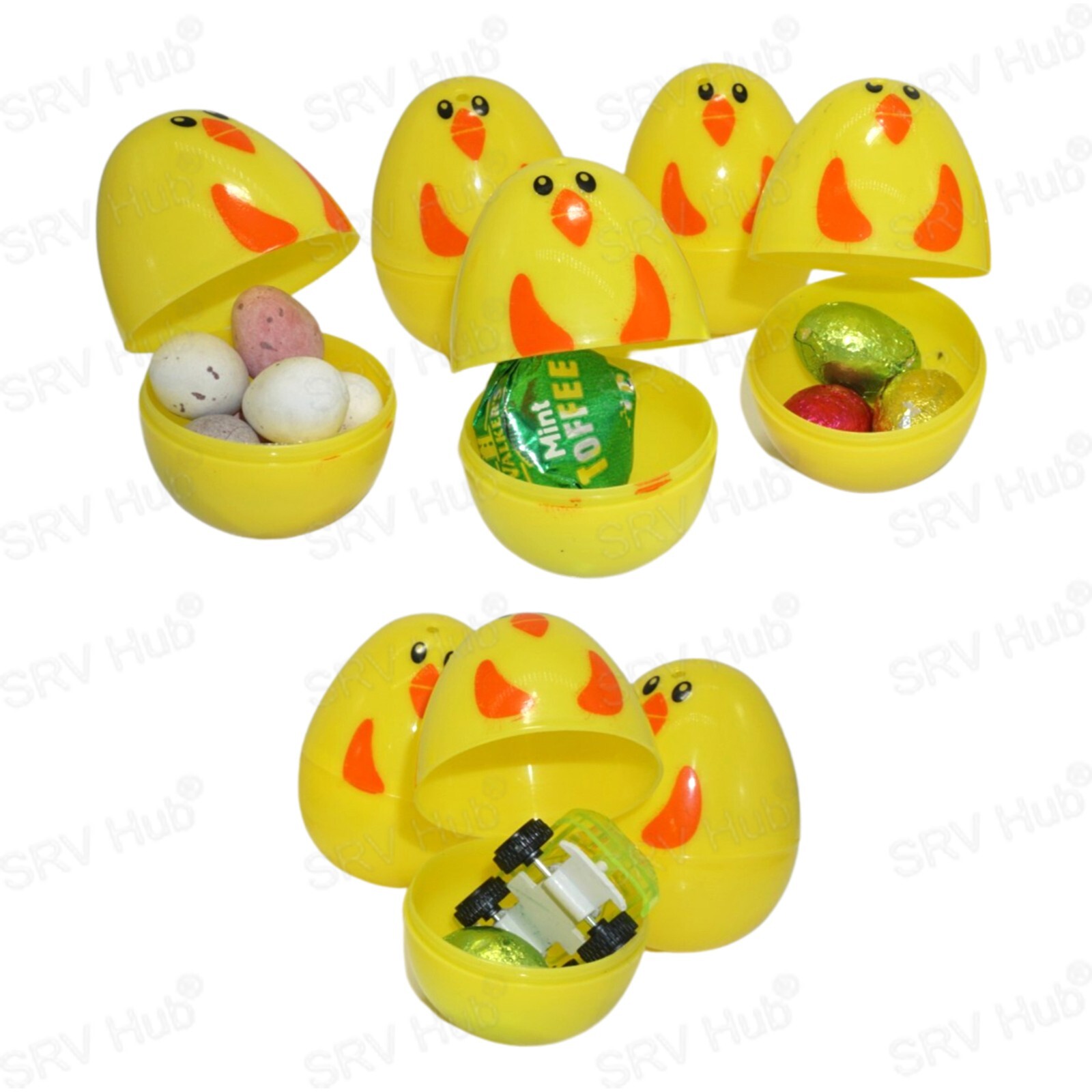 Golden Plastic Fillable Eggs and Easter Chick Eggs Hunt Party Bag ...