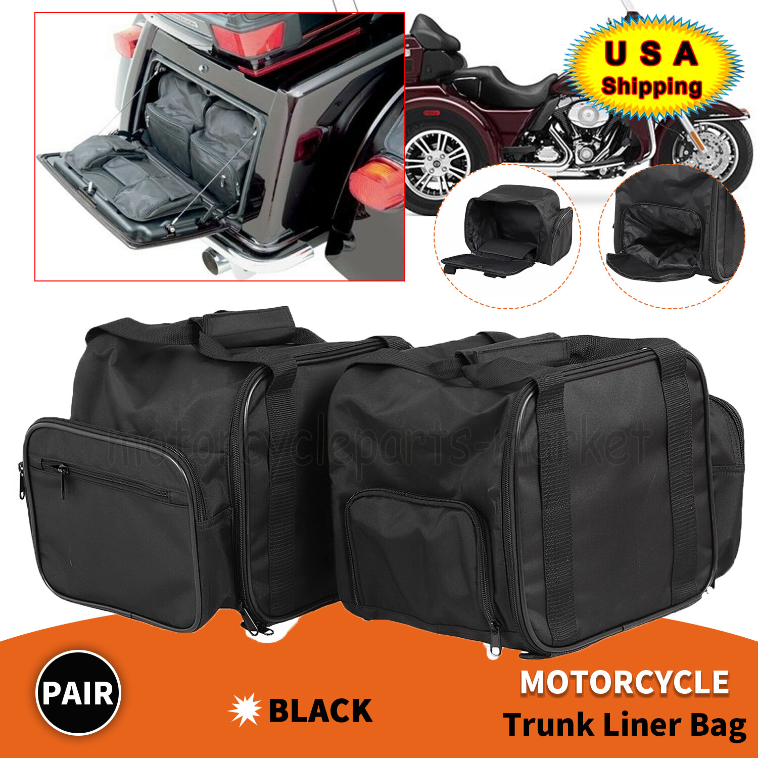 Rear Trunk Lid Organizer Luggage Bags For Harley Tri Glide FLHTCUTG ...