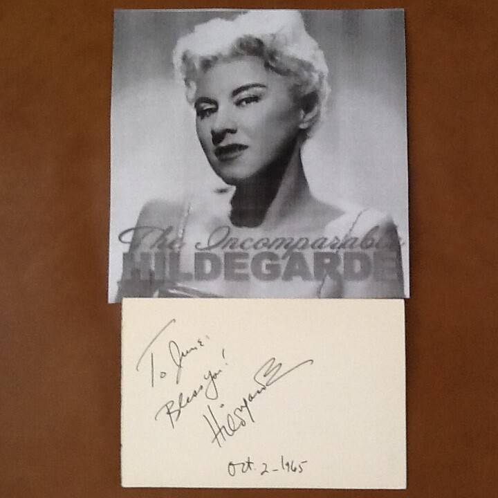Hildegarde SIGNED 1965 Index Card 40s Singer Entertainer Incomparable ...