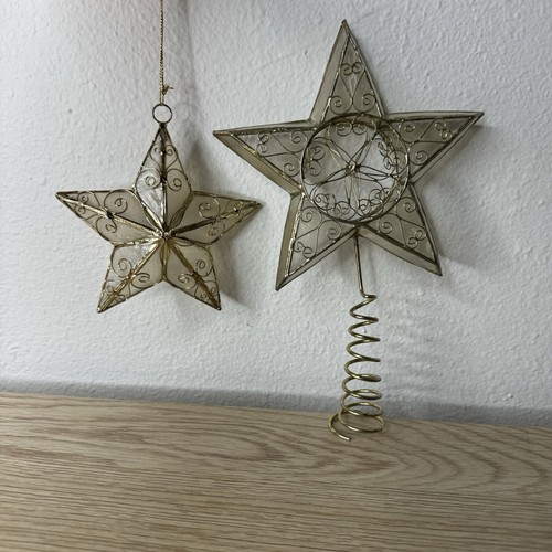 Capiz Shell Star Christmas Tree Topper and Matching Ornament Holiday ...