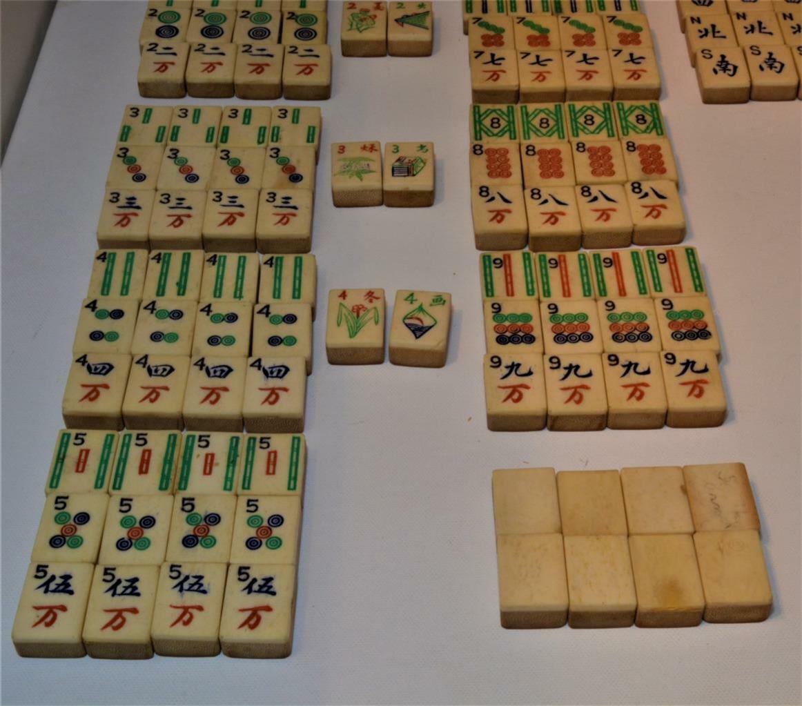 Antiq c.1920s RARE CHINA Mahjong Mah Jong 144 tiles 114 plastic Sticks ...