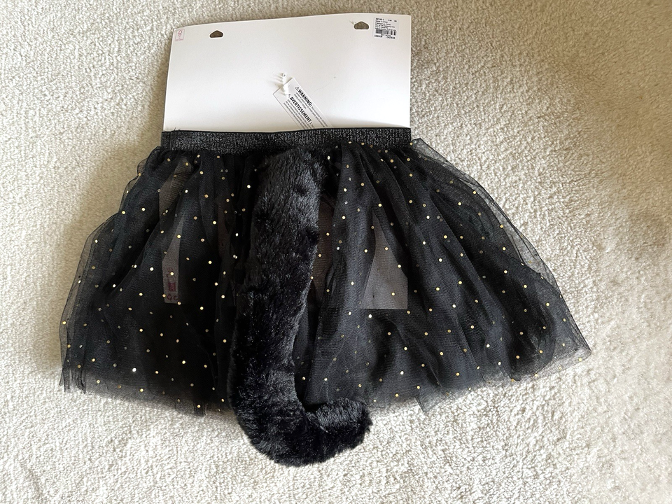 Claire's Black Cat Costume Fancy 3-Pc TuTu Skirt,Thick Furry Tail, Ears ...