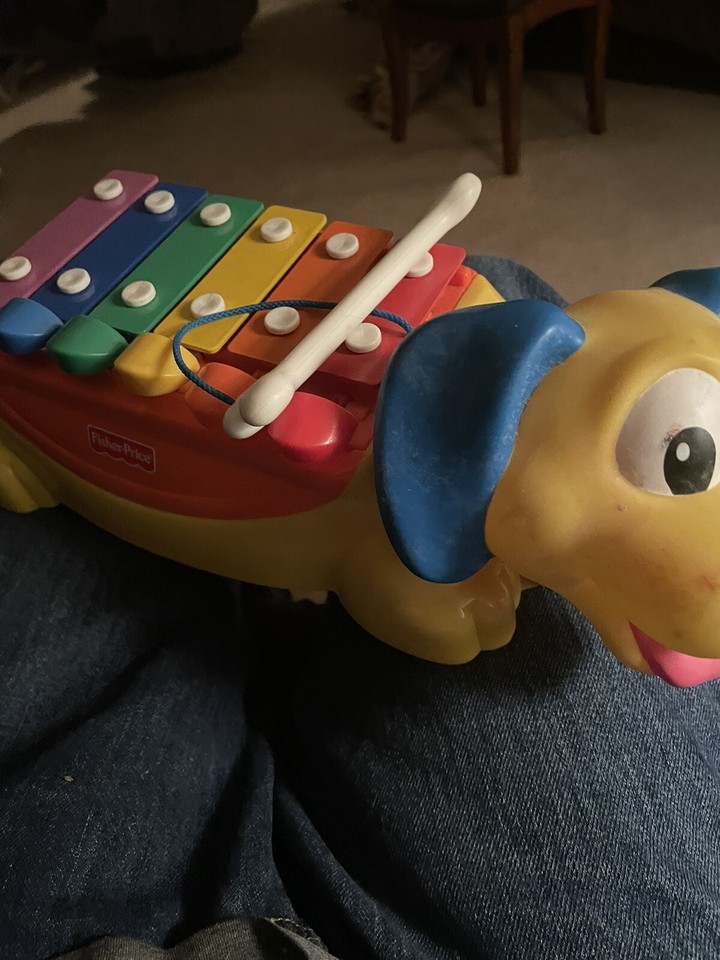 Fisher Price Pull Along 15" Yellow Puppy Dog Xylophone With Bone 2002 ...
