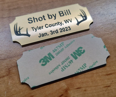 Custom Engraved 1.25x3 Gold Buck Name Plaque - 1st Buck Hunting Hunt ...