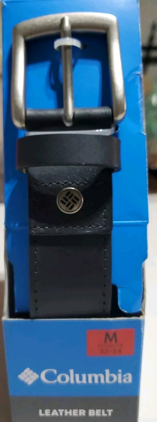 Columbia Men's Leather Belt - Black Size Medium 32 - 34 - 1.5 in Wide ...