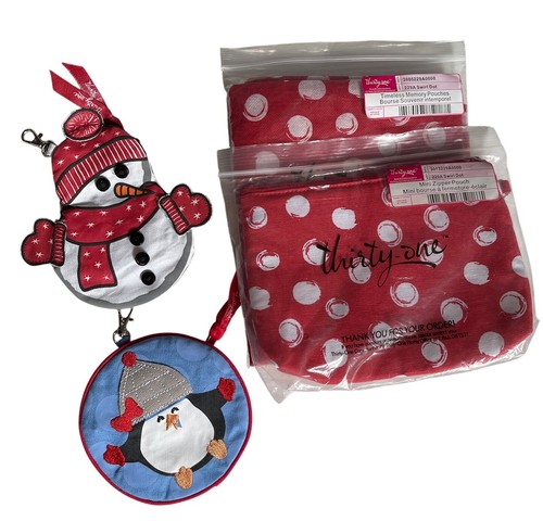 Thirty-One Coin Purse Snowman Penguin Timeless Memory Swirl Mini Zipper ...