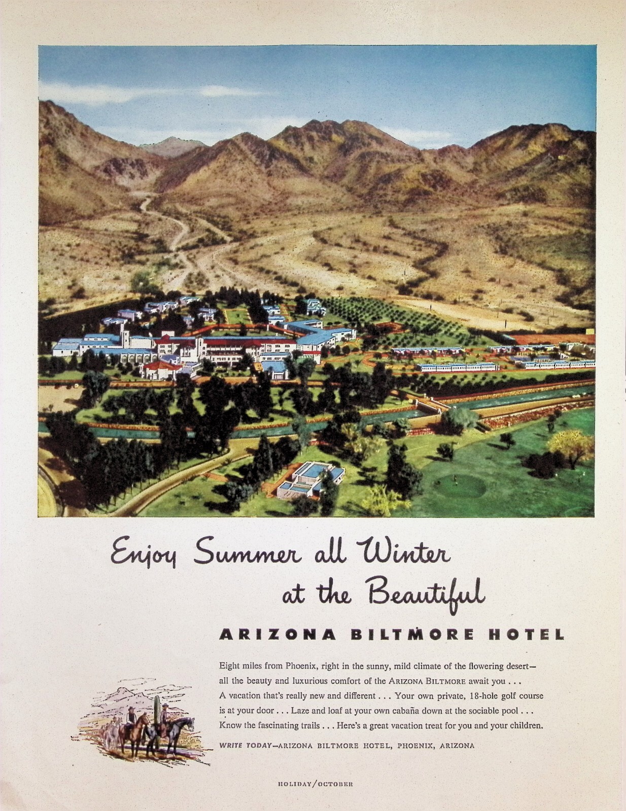VINTAGE 1950s Print Ad ~ Arizona Biltmore Hotel ~ Enjoy Summer all ...