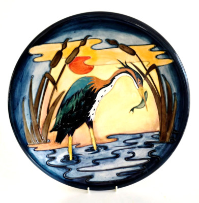 Moorcroft plate charger large heron & reed at sunset 1988 - 36cm | eBay UK