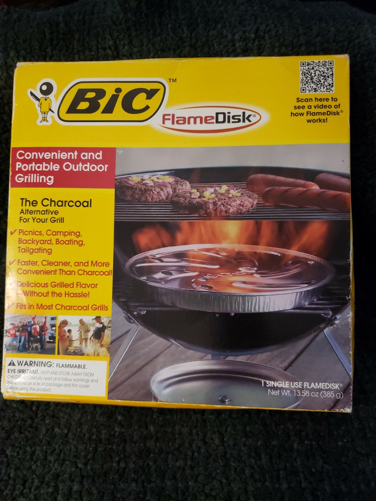 2 BIC FlameDisk Portable Outdoor Grilling Simple Flame Disk Charcoal ...