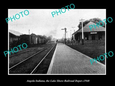OLD 8x6 HISTORIC PHOTO OF ANGOLA INDIANA THE LAKE SHORE RAILROAD DEPOT ...