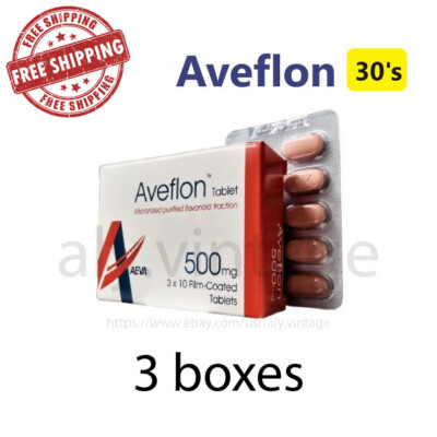 3pcs Aveflon 500mg for Hemorrhoids and Varicose Veins 30 Tablets (Exp ...