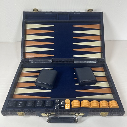 Rare 1970's Pierre Cardin Backgammon Blue Velvet & Leather Orange White ...