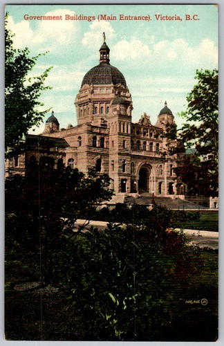 Antique Postcard Government Buildings Main Entrance Victoria, Bc 1910s ...