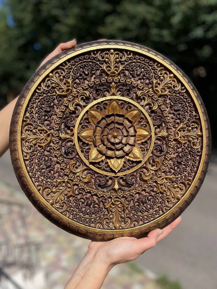 Mandala Wood Carved Oriental Home decor Wall HanginG Art Work Ornaments ...