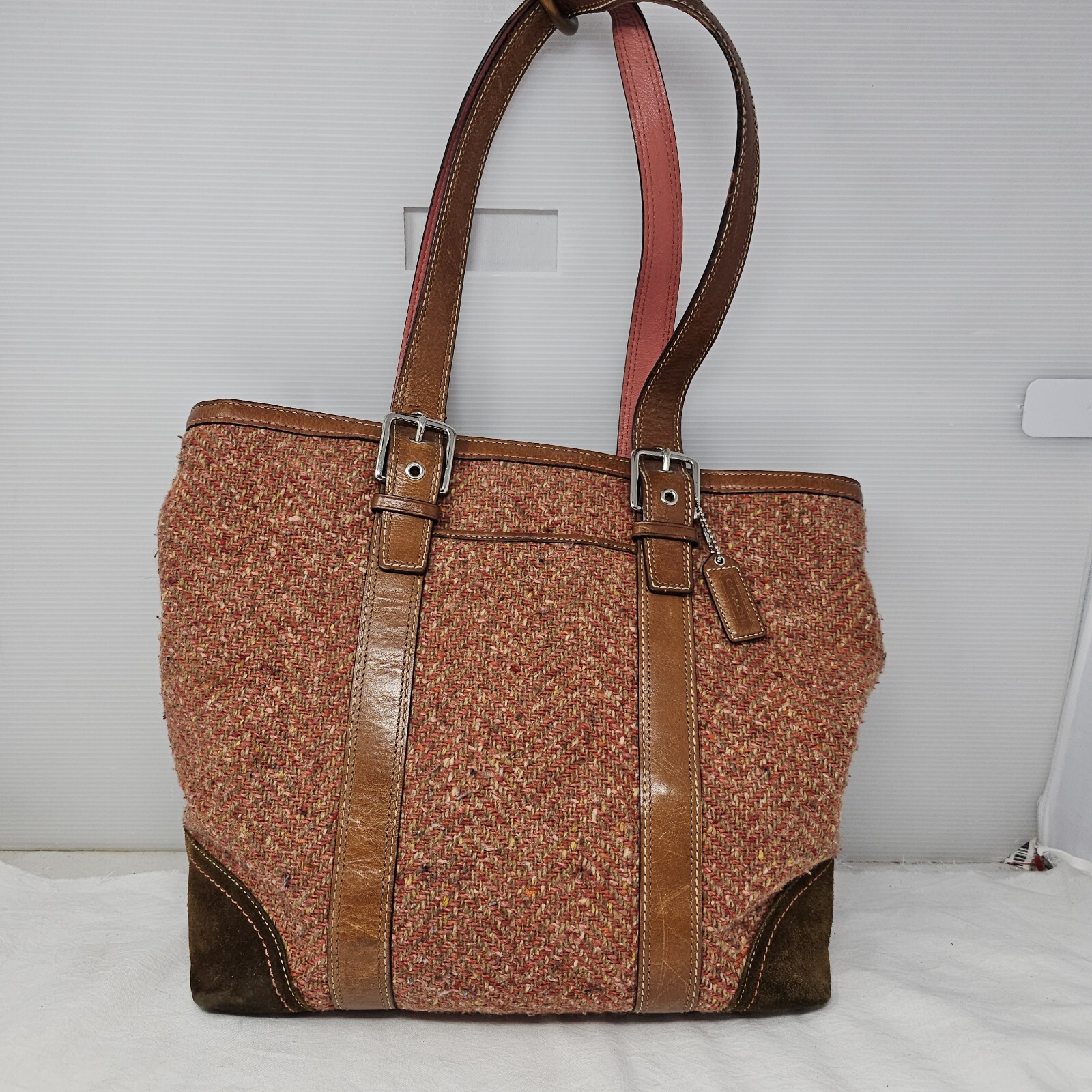 Coach Hamptons Herringbone Tweed Tote Purse Handbag F… - Gem