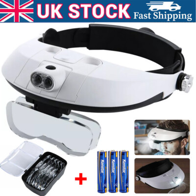 Professional Headband With 2 LED Light Jeweler Magnifier Magnifying ...