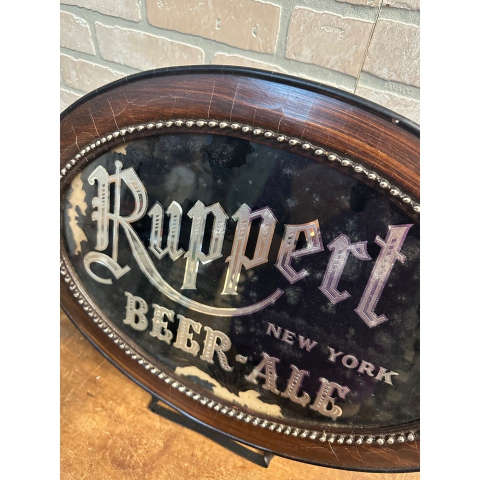 Vintage Ruppert Beer-Ale New York Reverse Painted on Glass w/ Original ...