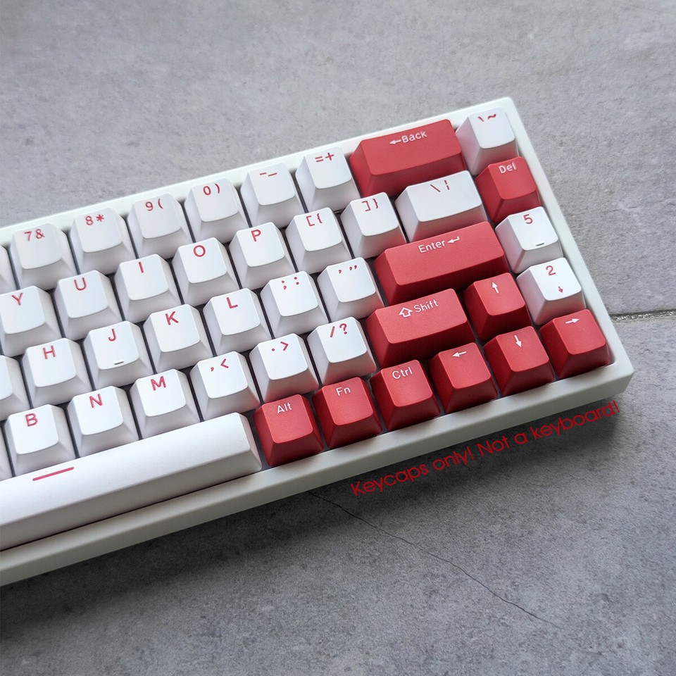 White Red Double Shot Keycaps Set OEM Profile for Cherry MX Mechanical ...