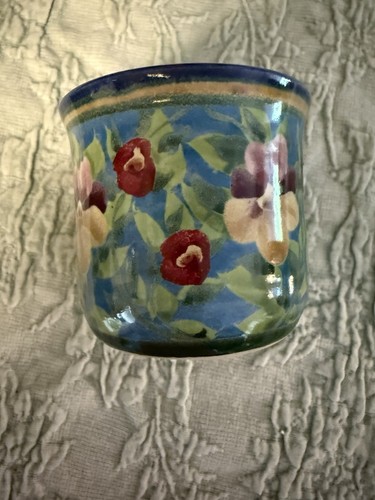 SANDY KREYER Artist Hand Thrown, HandPainted Ceramic Cup Floral Design ...