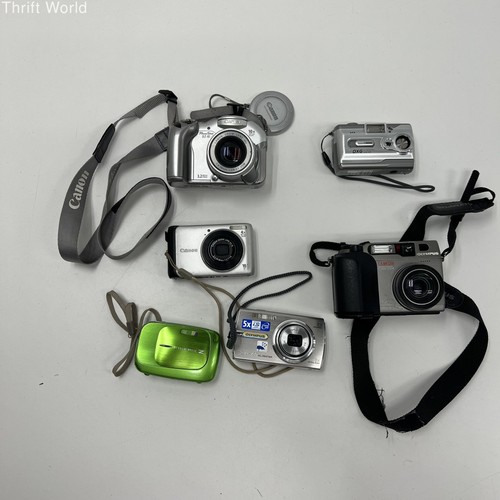 Digital Camera Lot 6 Canon Olympus Fujifilm Point & Shoot PowerShot ...