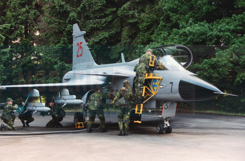 Saab JAS 39 Gripen with Turn Around Crew - Swedish Air Force - Original photo | eBay