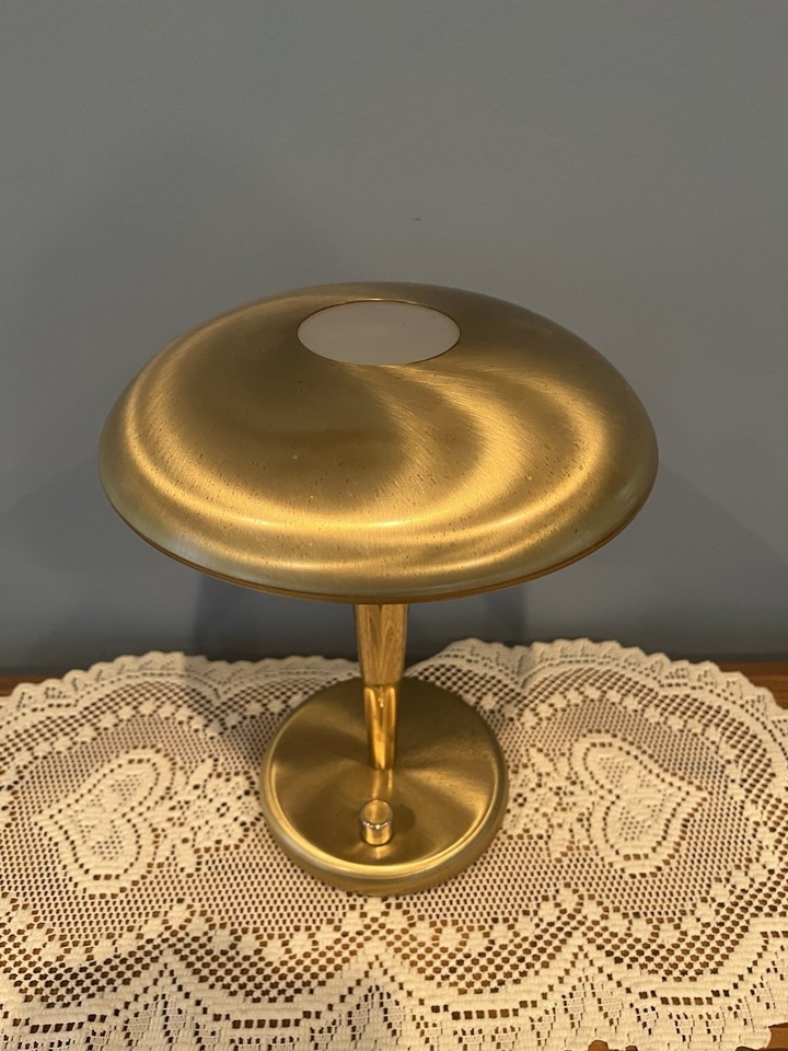 Vintage Holtkotter Leuchten Lamp Brass Atomic UFO Desk Table Mid ...