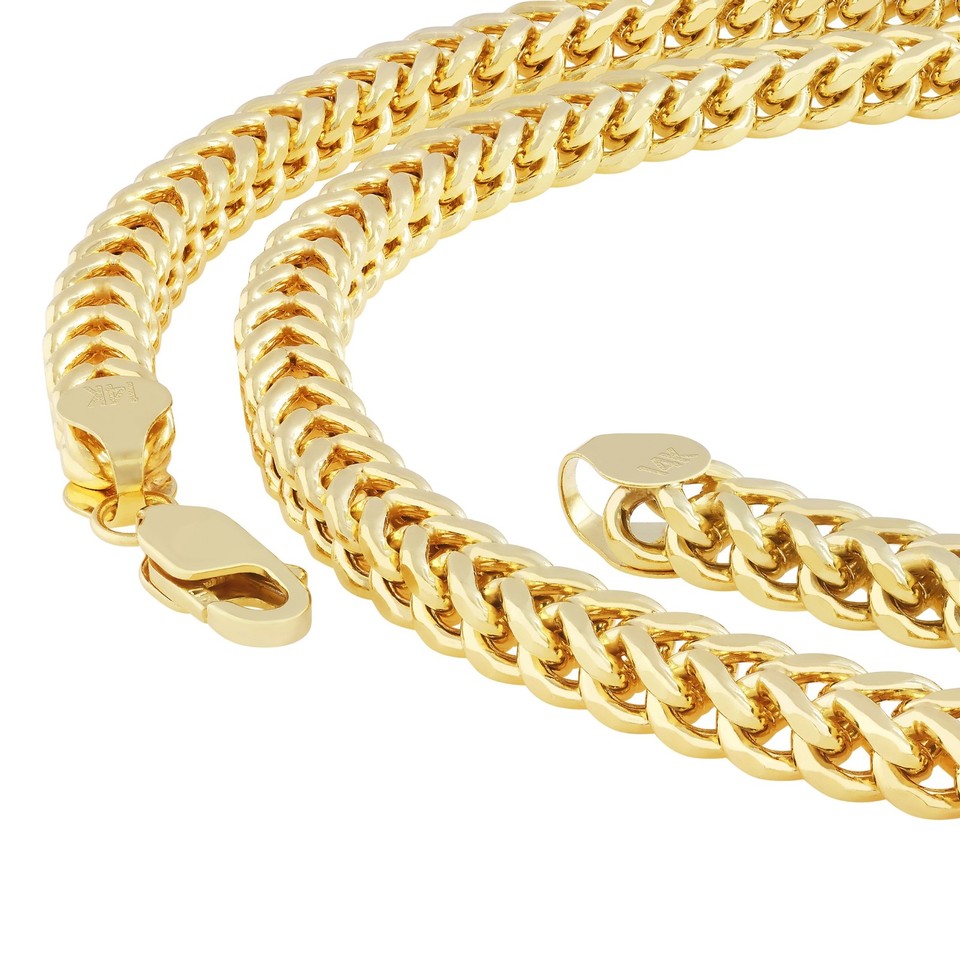 14K Yellow Gold Mens 5mm Franco Square Box Foxtail Wheat Necklace Chain ...