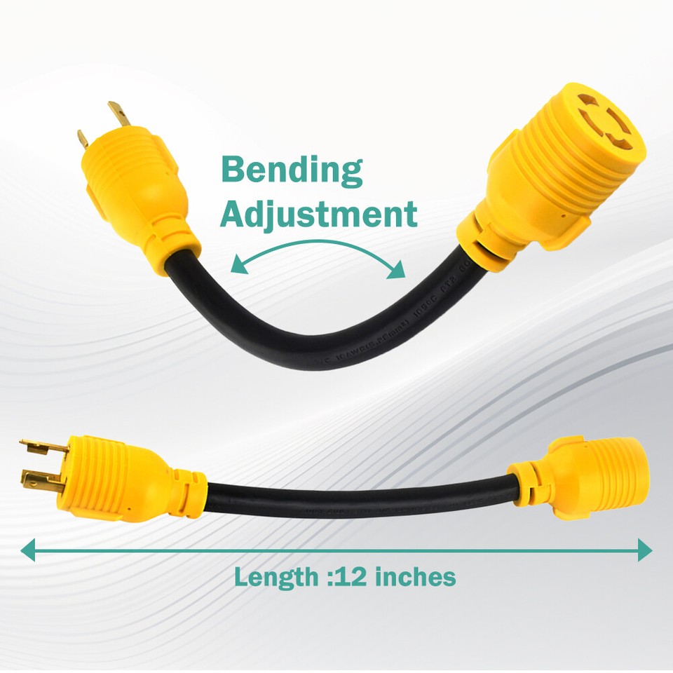 RV Generator Cord Adapter 30 Amp Twist Lock 3 Prong to 4 Prong ...