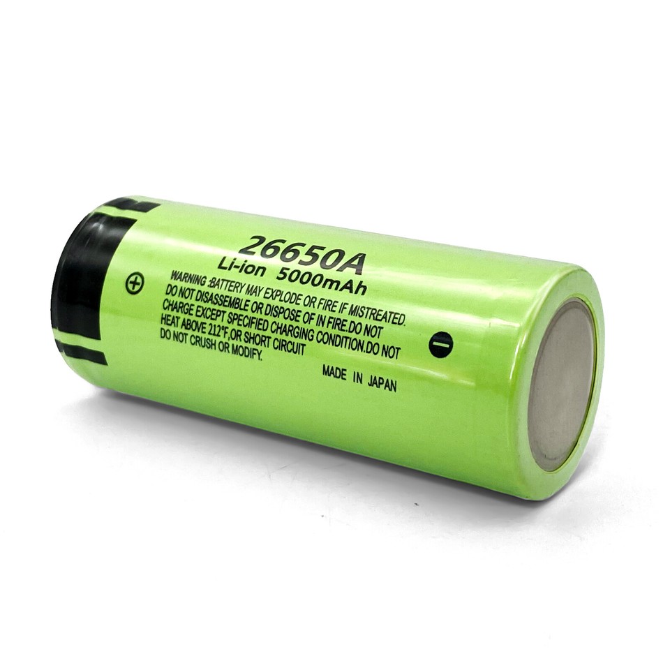 Battery 3.7V 5000mAh Li-ion Rechargeable 26650 Battery for Flashlight ...